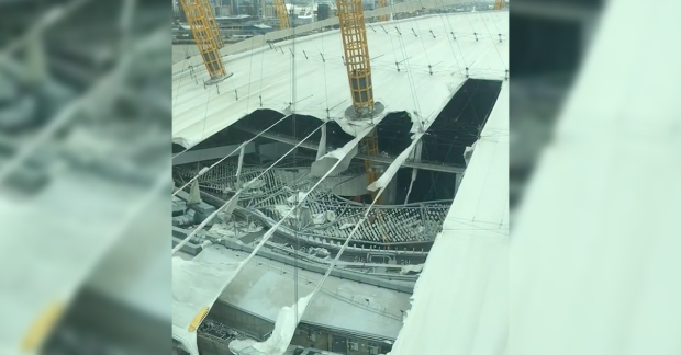 Roof of O2 Arena torn off in storm