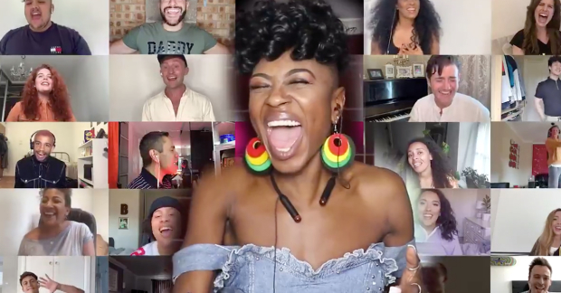 Watch the cast of & Juliet sing "I Want It That Way" from isolation