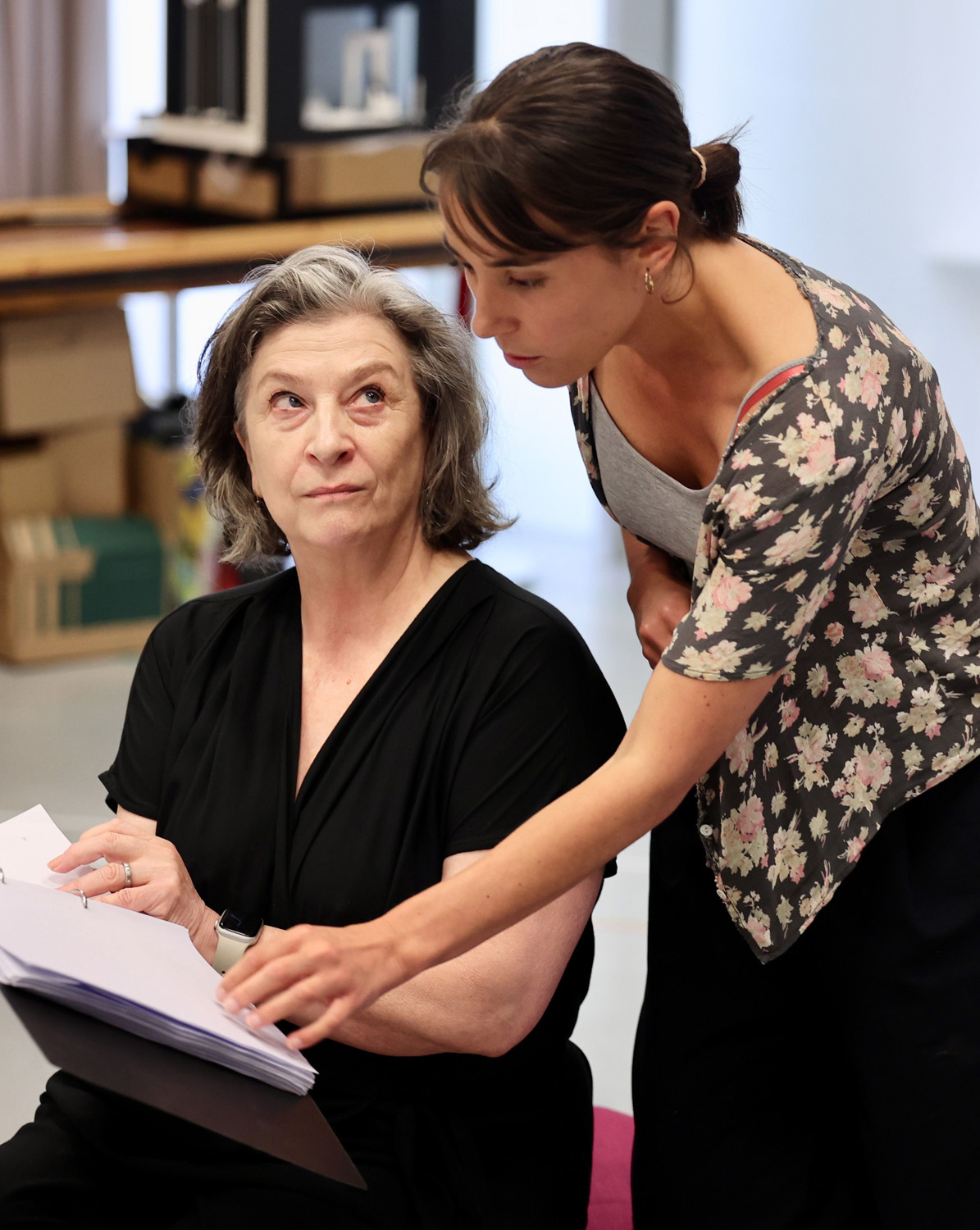 Anne Reid and Caroline Quentin in rehearsals for By Royal Appointment tour