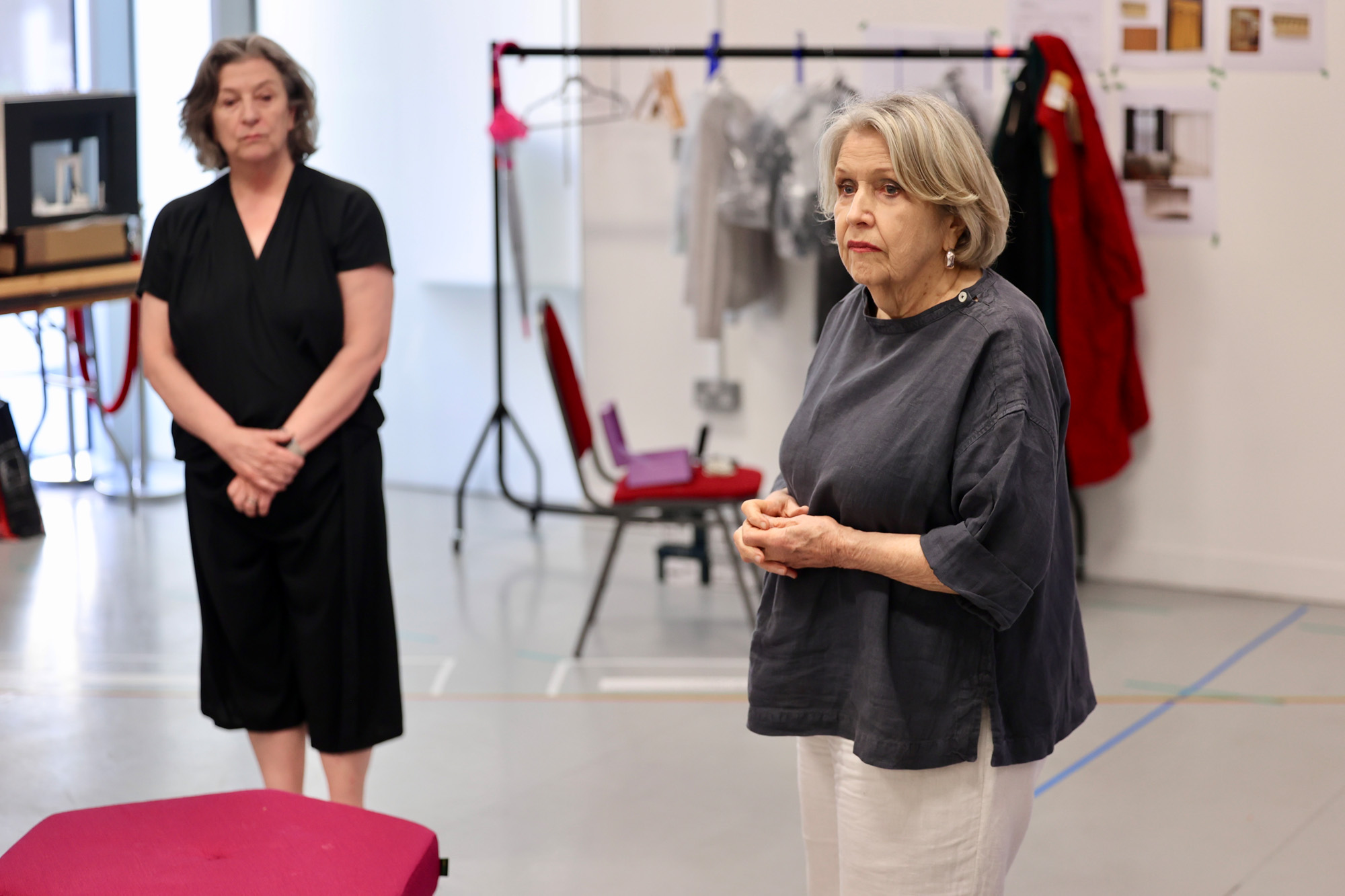 Anne Reid and Caroline Quentin in rehearsals for By Royal Appointment tour